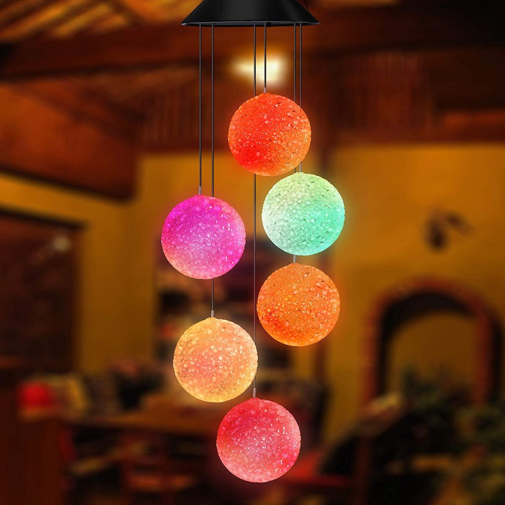 Solar Powered Light up Wind Chime balls - LED light up crystal ...